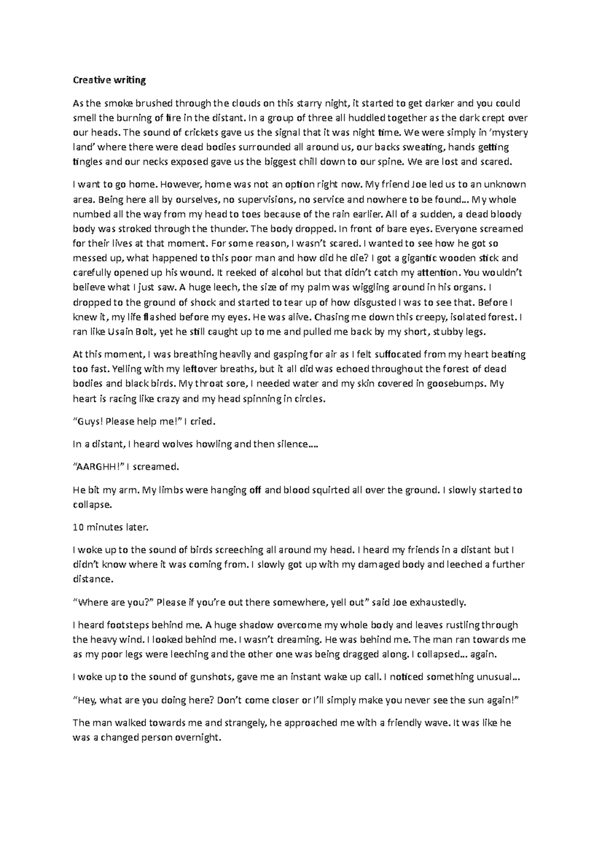 Creative Writing In A Group Of Three All Huddled Together As The Dark