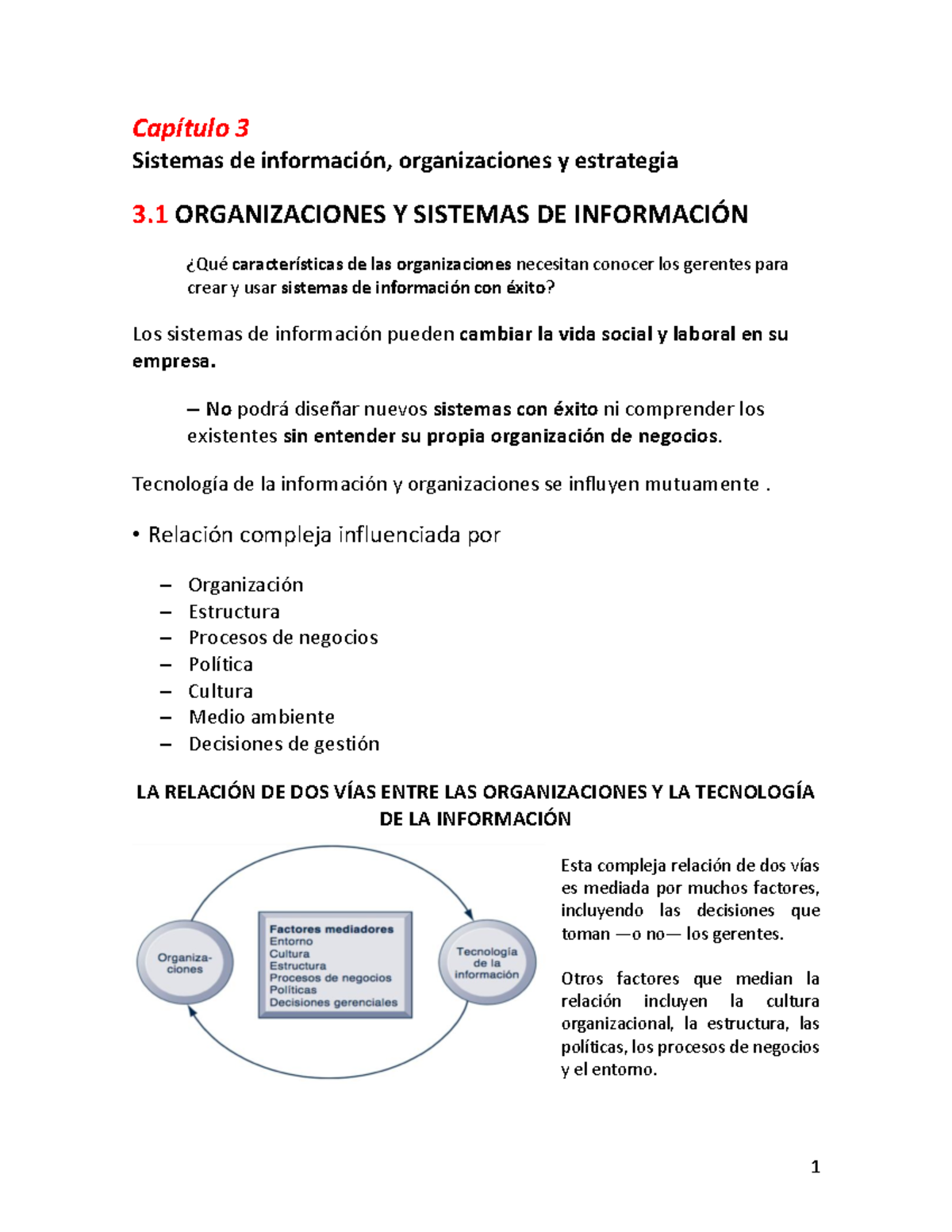 Capítulo 3 resumen ppts - Capí tulo 3 Sistemas de informació n, organizaciones y estrategia 3 ...