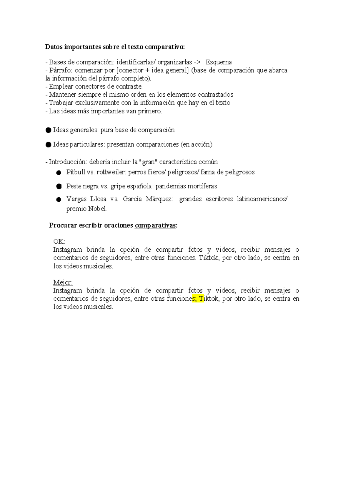 Texto comparativo-tips - Datos importantes sobre el texto comparativo ...