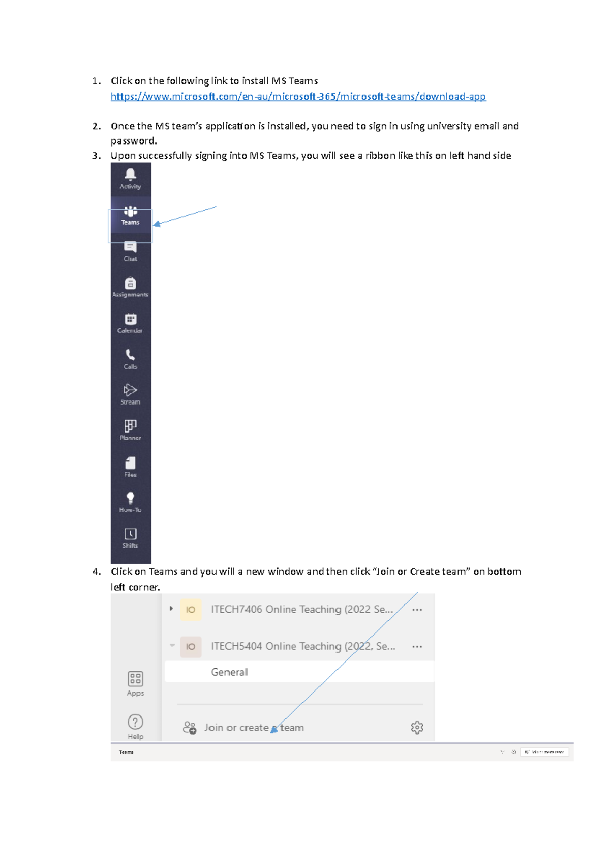 How to join MS Teams for Itech 5404 Lectures - Click on the following ...