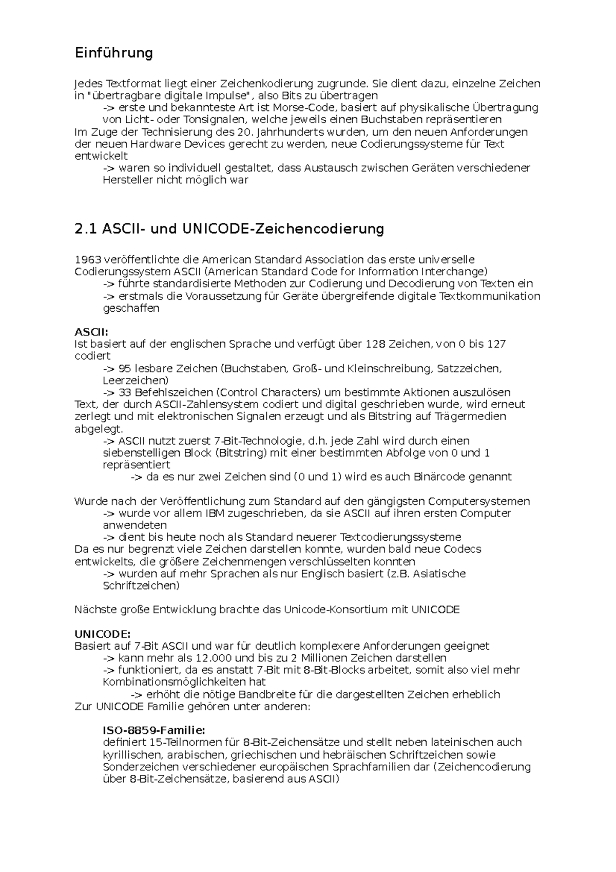 Chapter 2 from the script - Einführung Jedes Textformat liegt einer ...