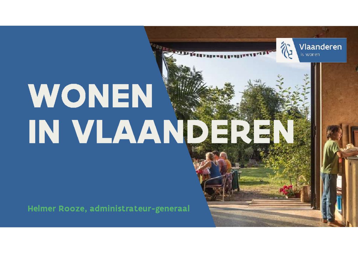 Wonen in vlaanderen - pp transacties 2 - Helmer Rooze, administrateur-generaal WAT BESPREKEN WE ...