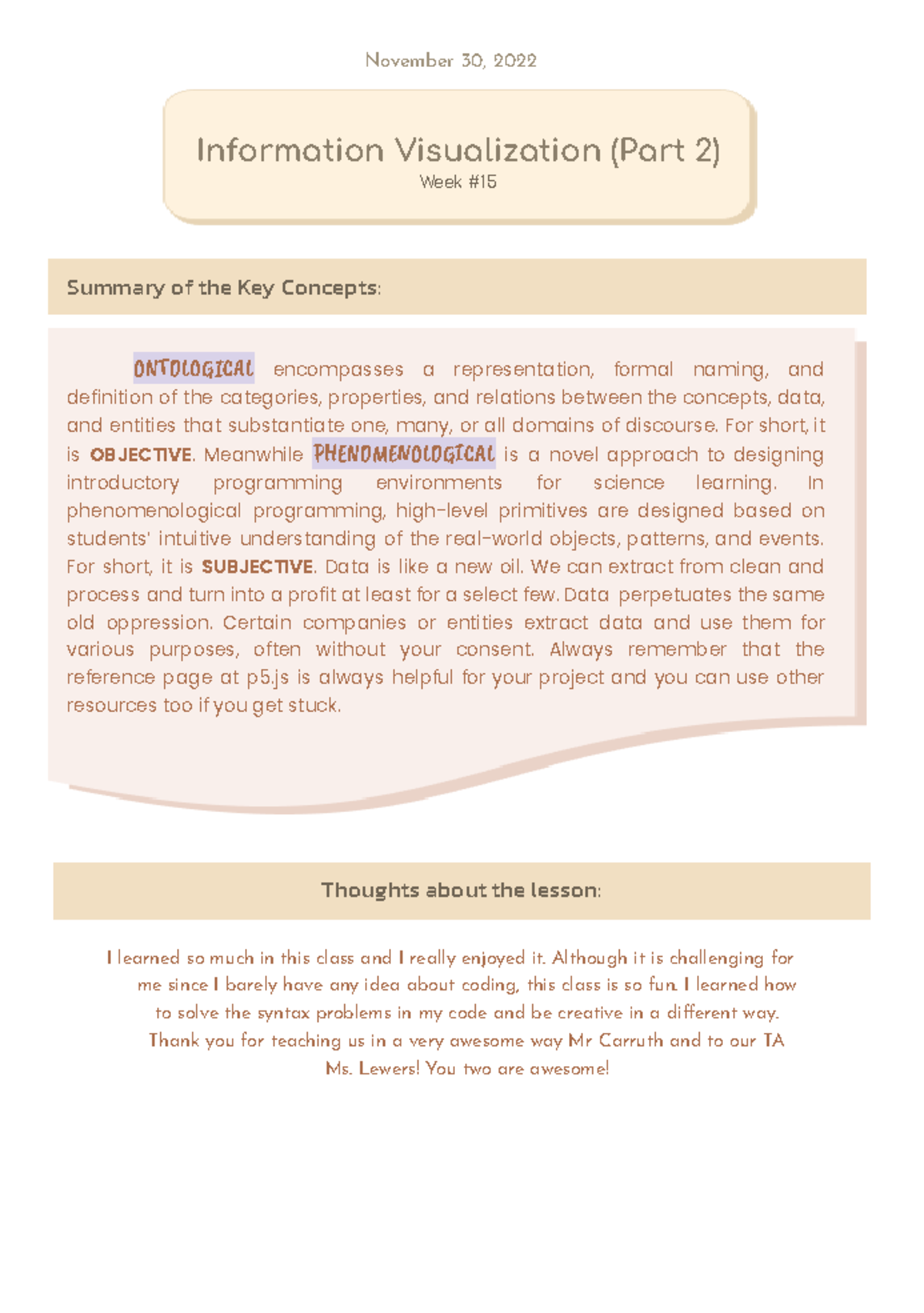Notes (INFO 1201) - November 30, 2022 Information Visualization (Part 2 ...