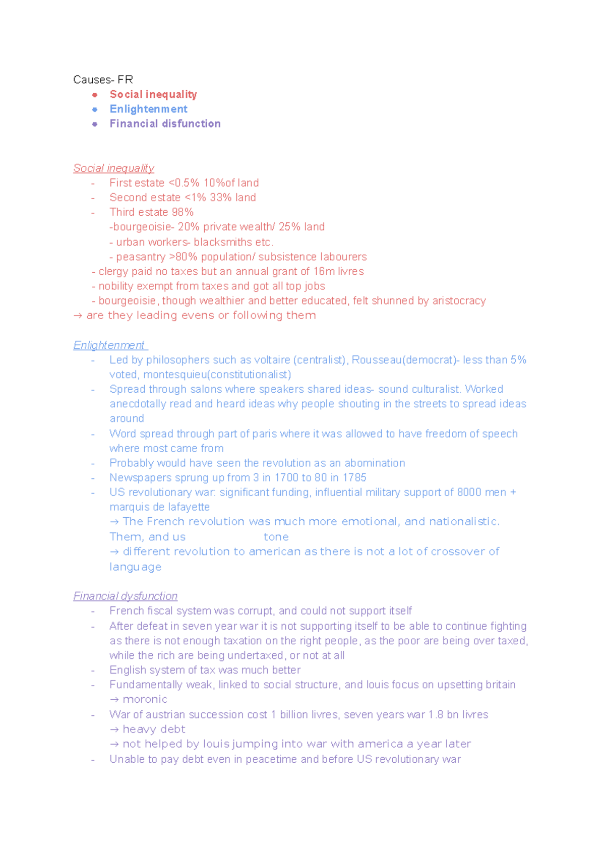 Causes of the French Revolution - Causes- FR Social inequality ...