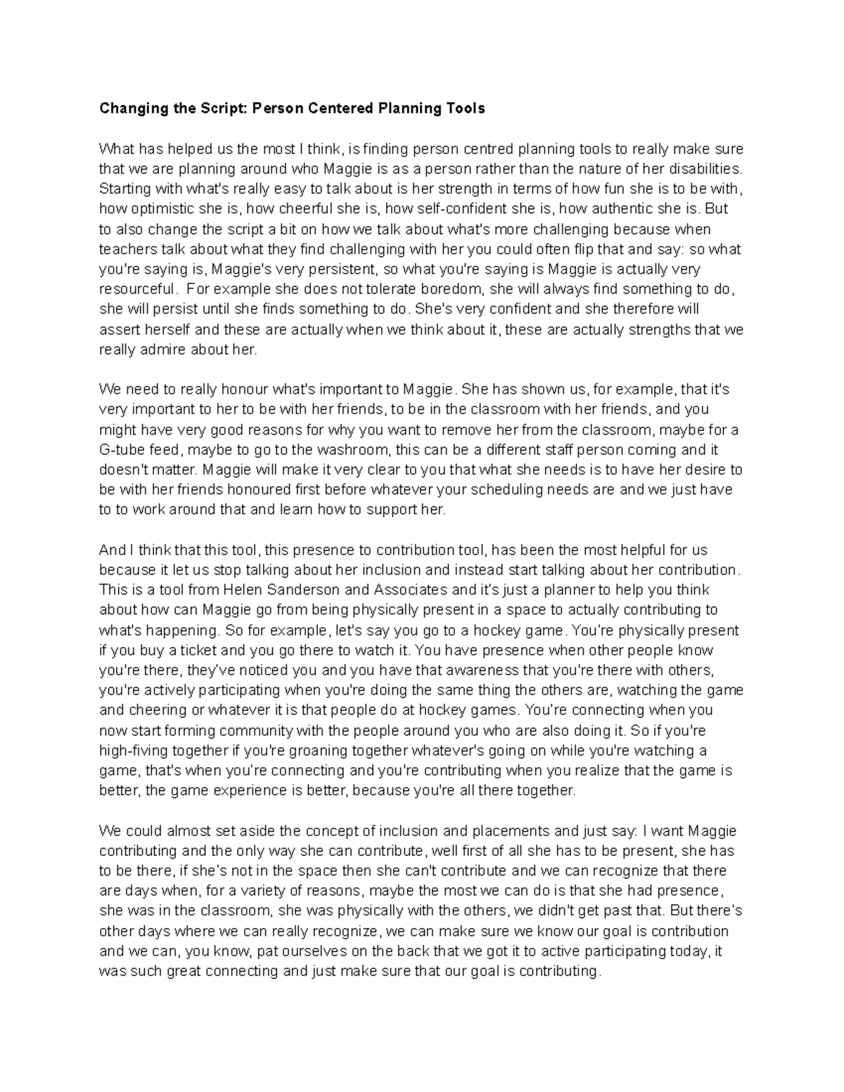 2. Person-Centered Planning Tools (video script) - Changing the Script ...