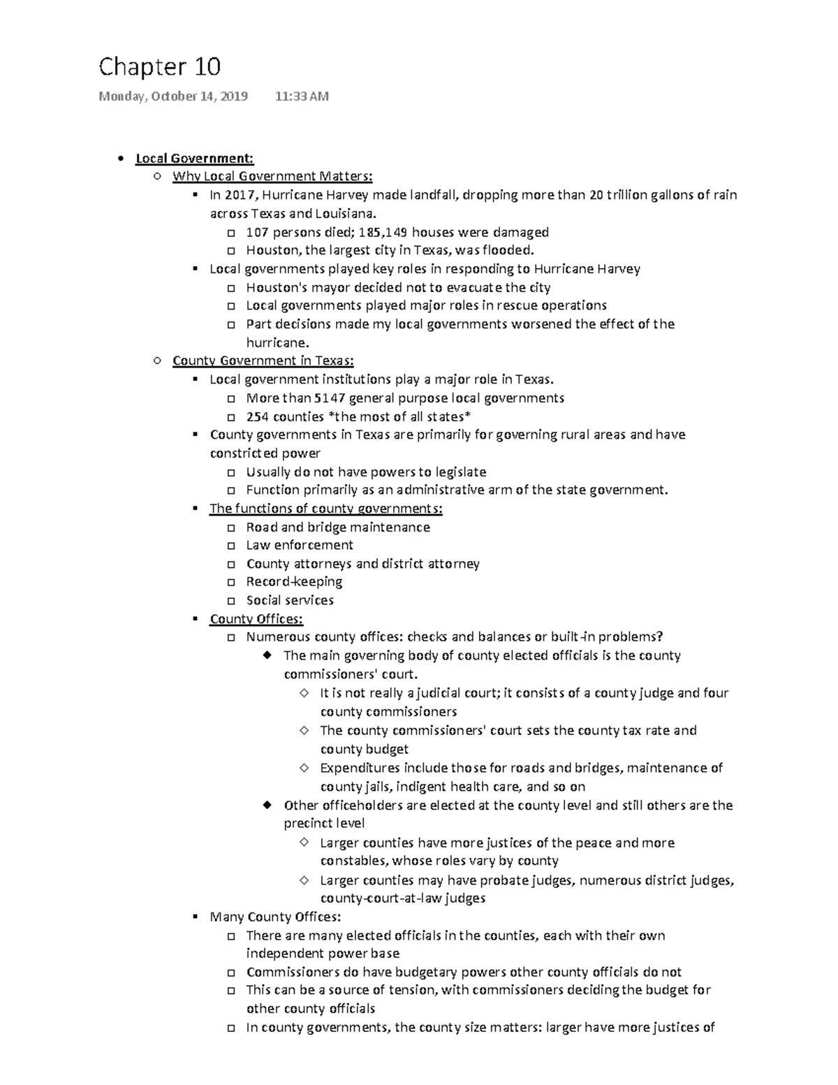 Notes 12 - N/A - Chapter 10 Monday, October 14, 2019 11:33 AM Local ...