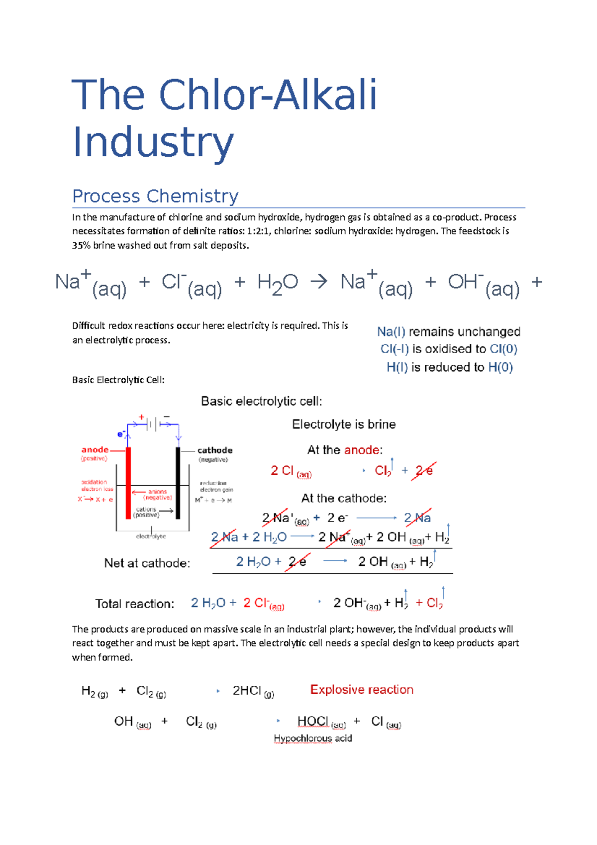 The Chlor-Alkali Industry - The Chlor-Alkali Industry Process Chemistry ...