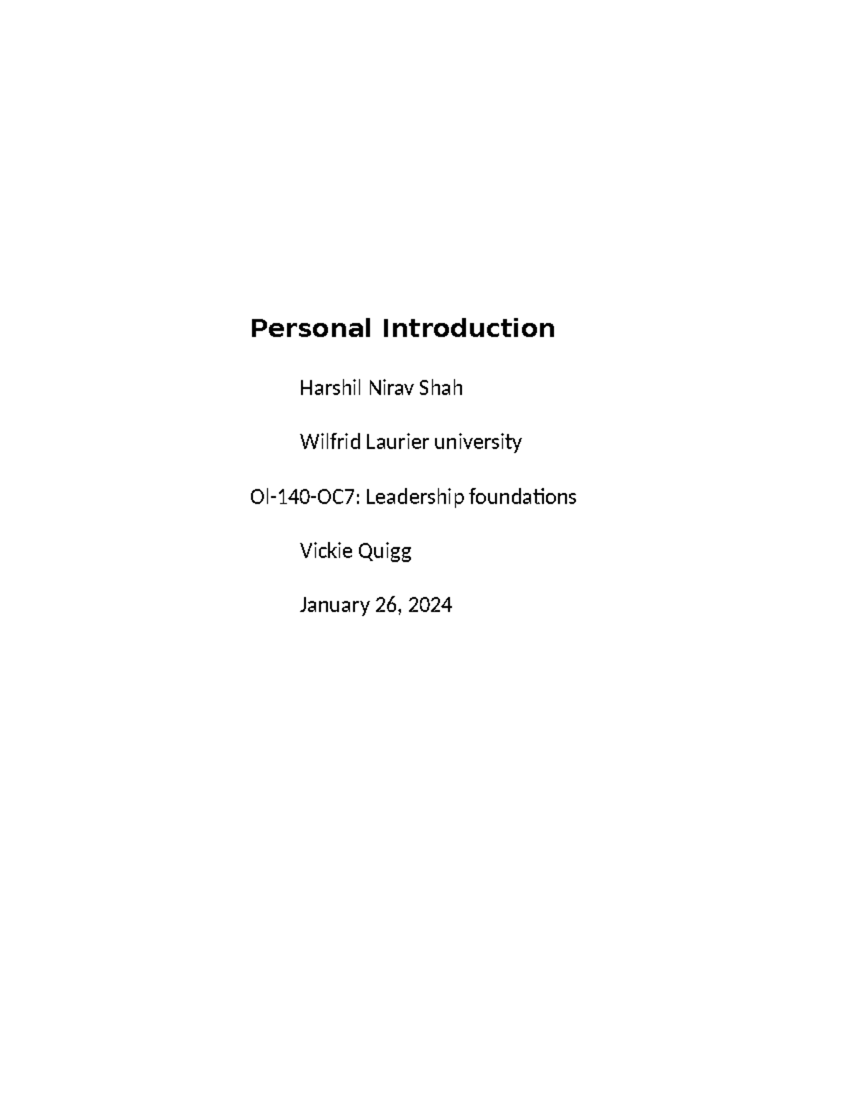 Personal Introduction - Personal Introduction Harshil Nirav Shah ...