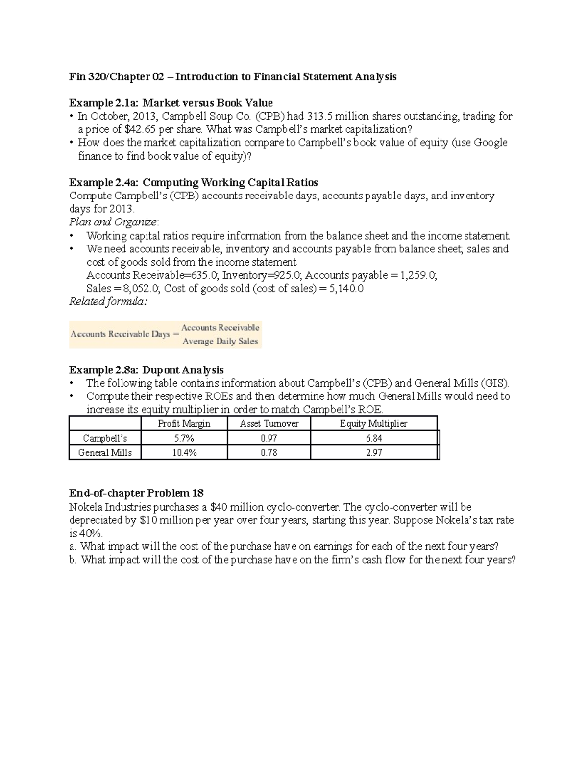 Chapter 02 - handout exercise - Fin 320/Chapter 02 – Introduction to ...