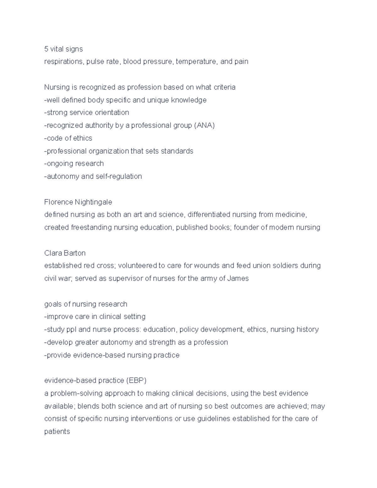 1 nursing notes - 5 vital signs respirations, pulse rate, blood ...