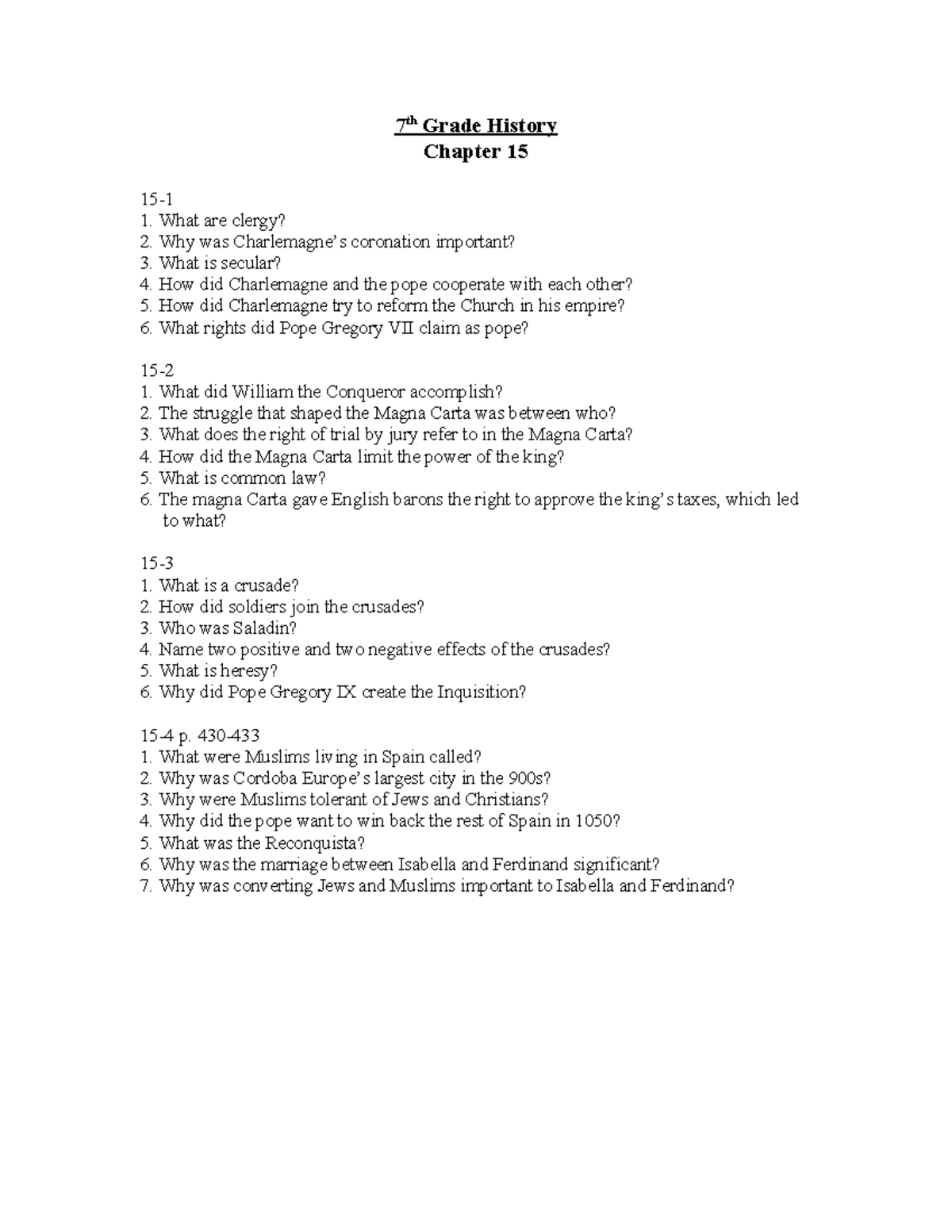 Ch 15 Q and A -7 - these are questions from this chapter - 7 th Grade ...