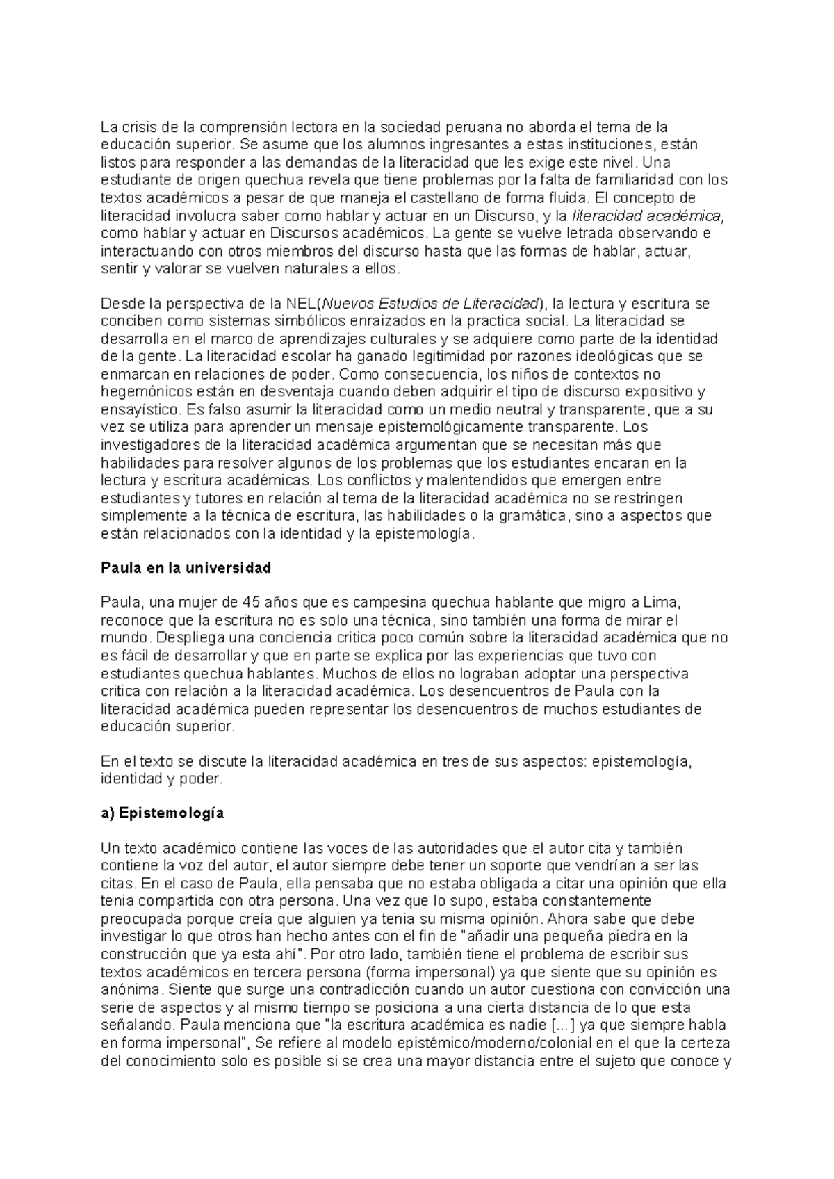 Resumen Teit Zavala La Crisis De La Comprensión Lectora En La