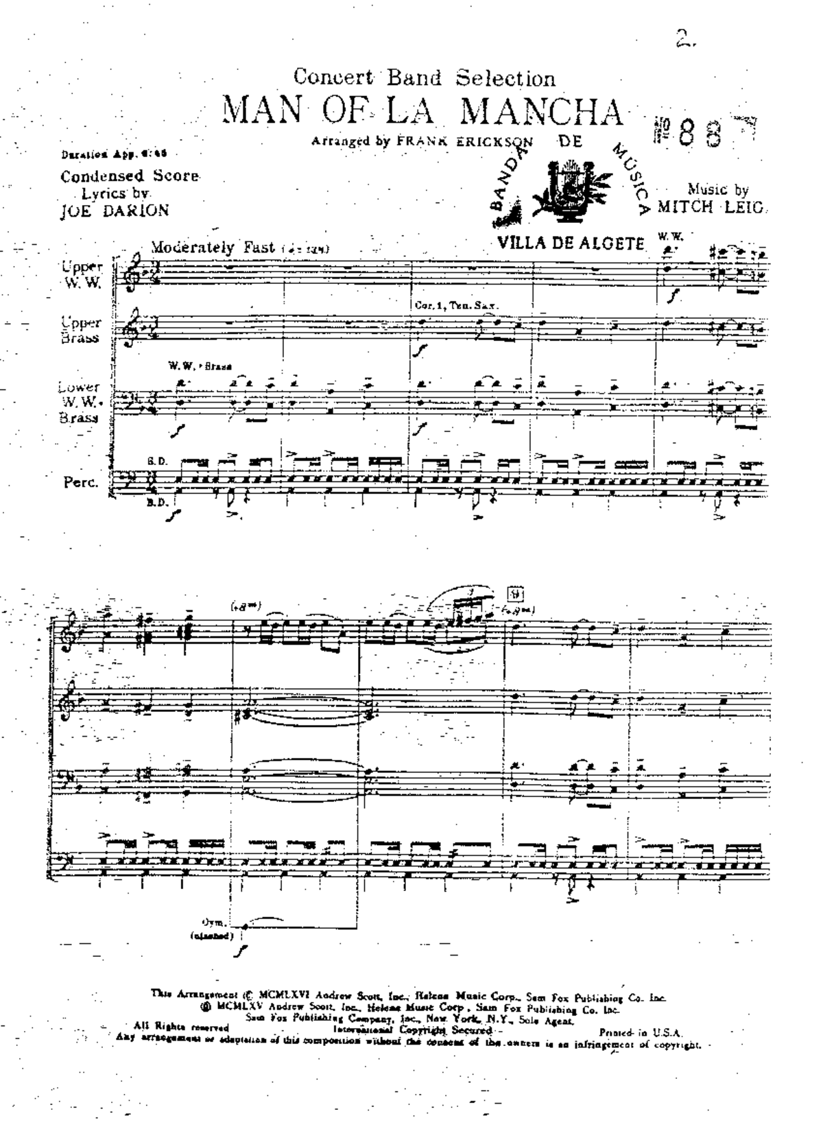 Man of la Mancha (Concert arr Frank Erikson) - IBUS 3600 - Studocu