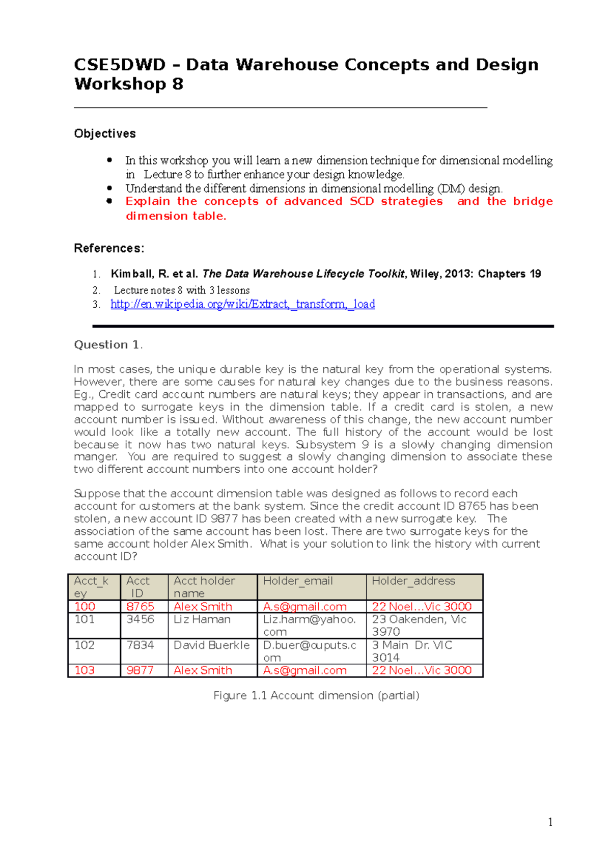 DWD-Workshop 8-ETL1 - week 8 - CSE5DWD – Data Warehouse Concepts and ...