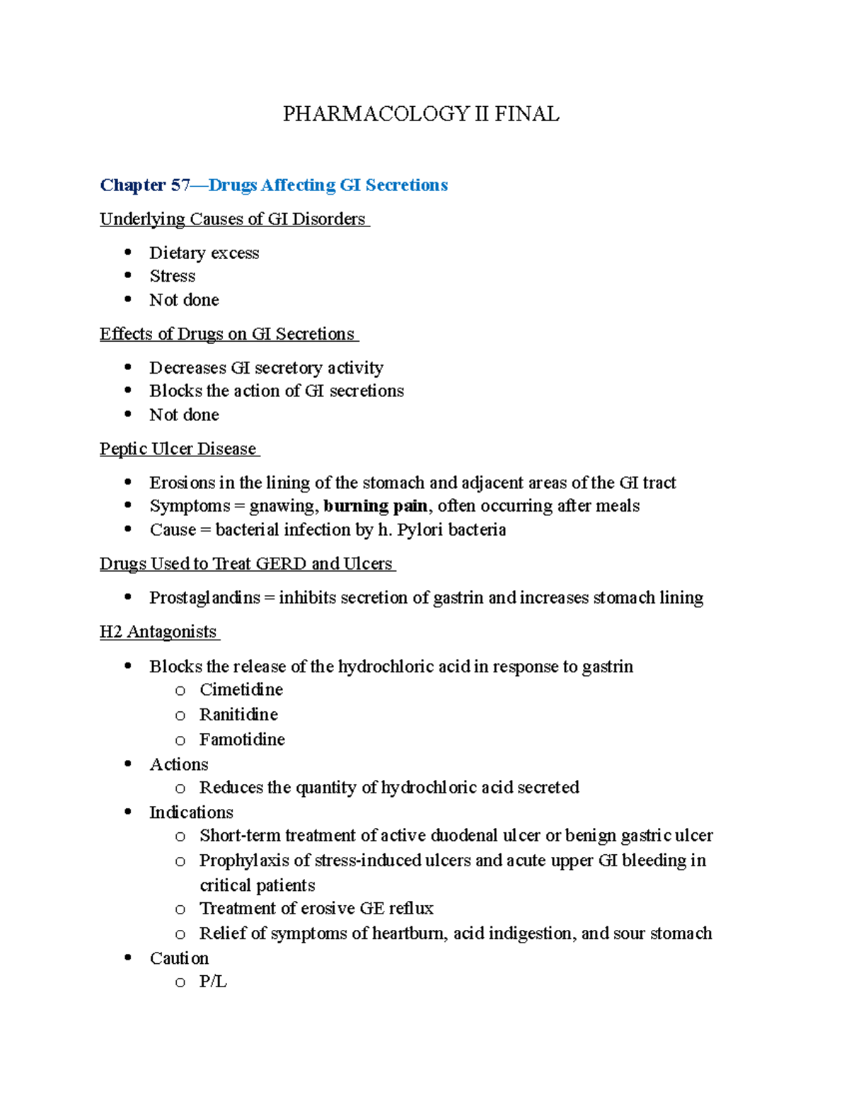 Pharm II Final Personal - PHARMACOLOGY II FINAL Chapter 57—Drugs ...