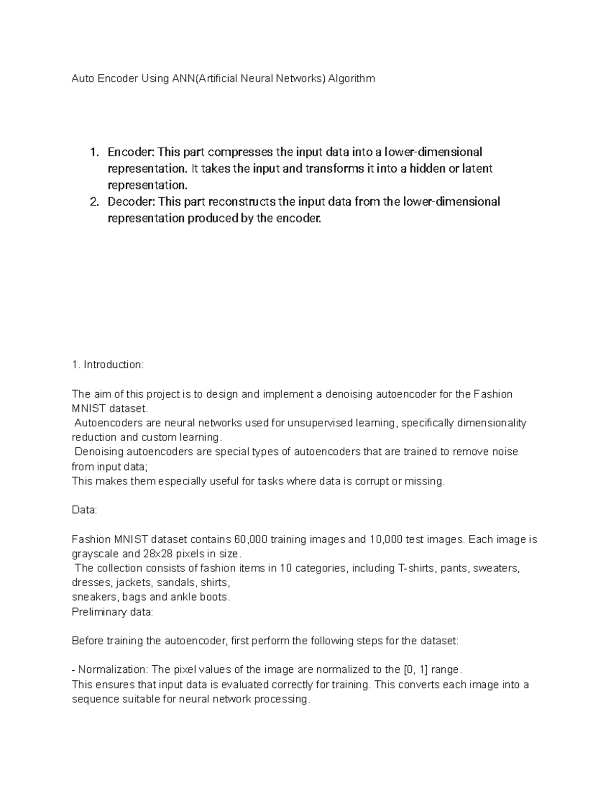 Autoencoder Aiml Auto Encoder Using Annartificial Neural Networks Algorithm 1 Encoder