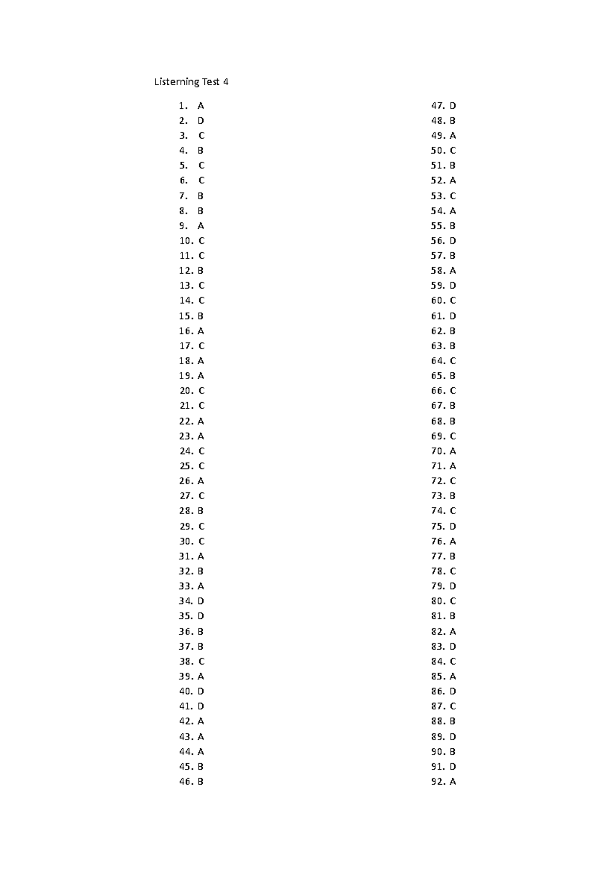 LC Test 04 - RC Test 05 - Tieng anh giao tiep - Listerning Test 4 A D C ...