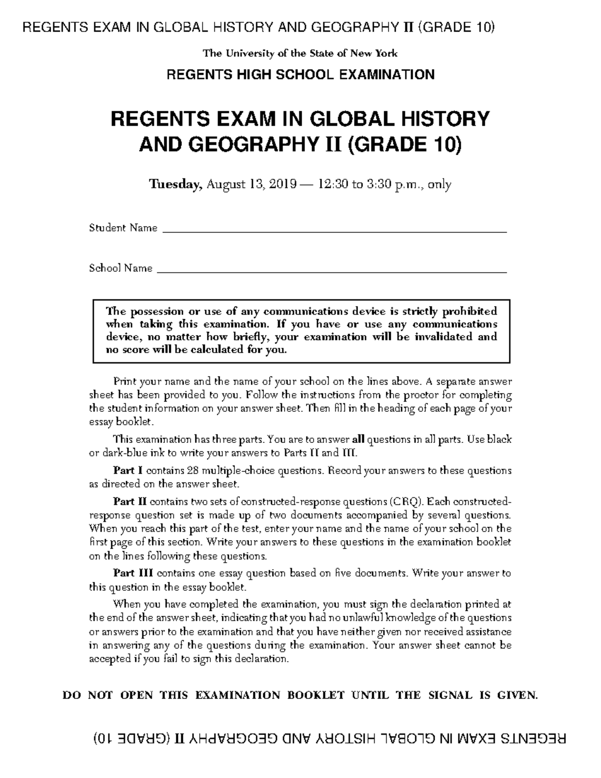 Glhg2-82019-examw - i just need some notes - REGENTS EXAM IN GLOBAL ...
