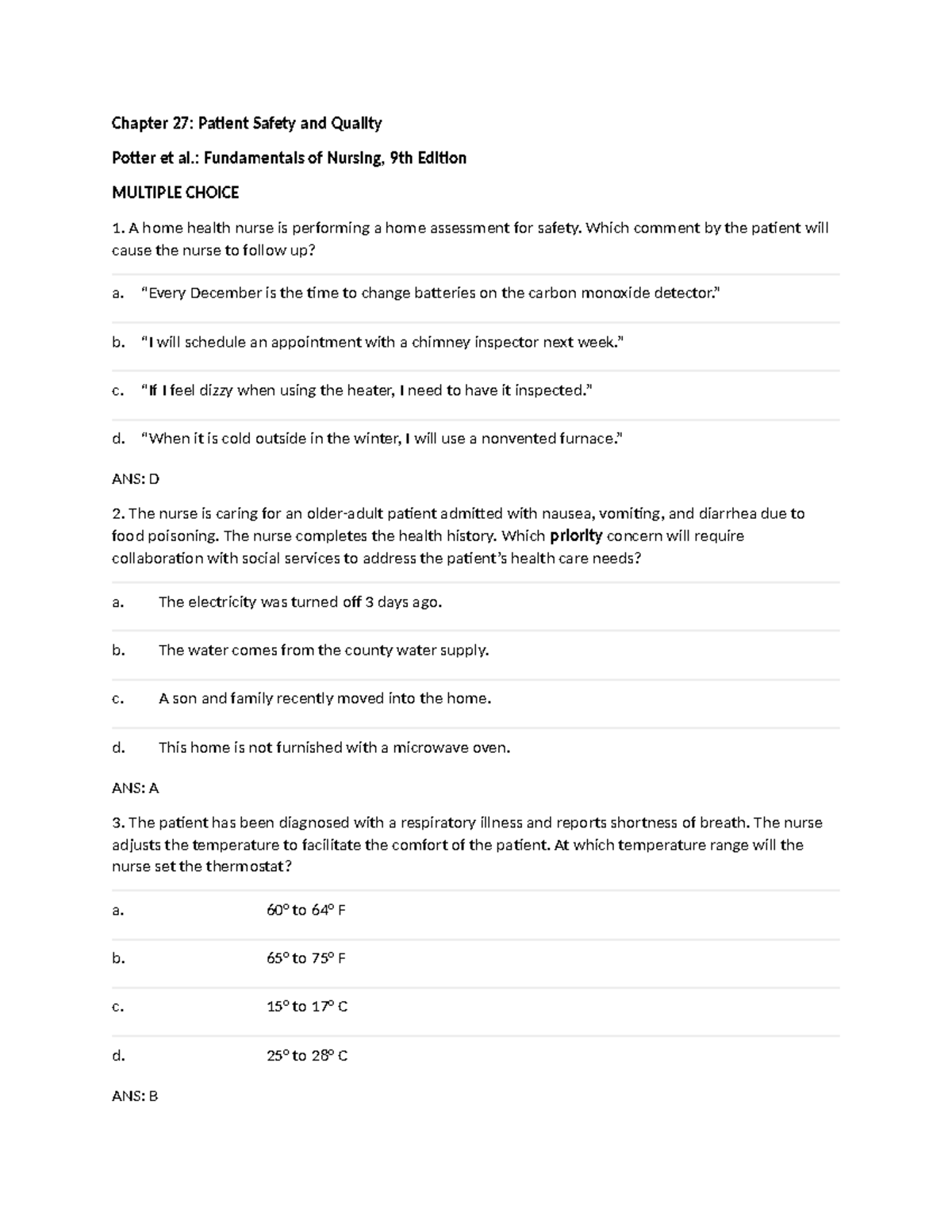 Chapter 27 - N/A - Chapter 27: Patient Safety and Quality Potter et al ...