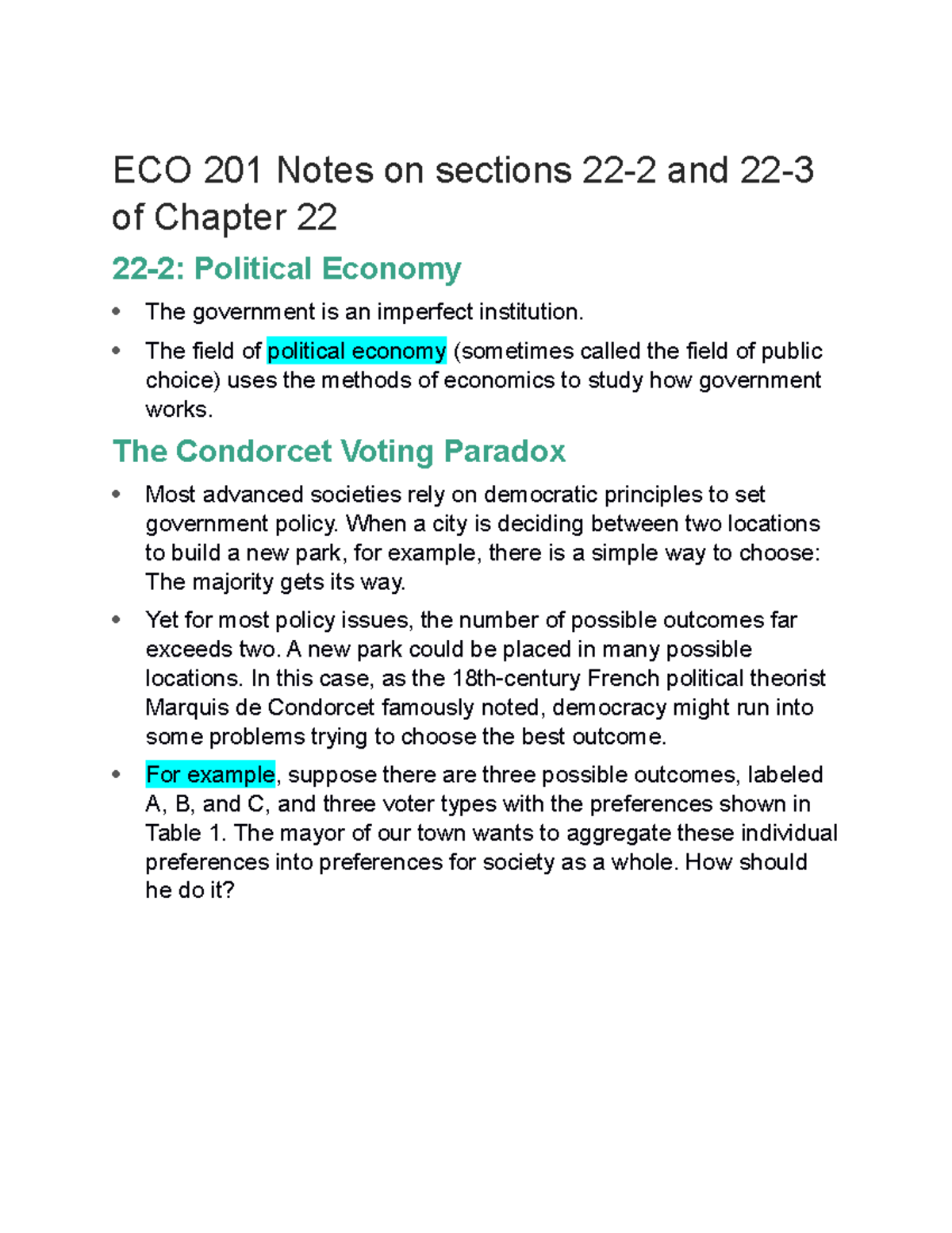 ECO 201 Module 8 Notes - ECO 201 Notes on sections 22-2 and 22- of ...