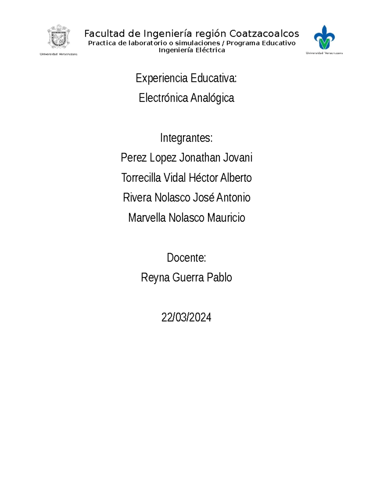 Practica 4 Electronica Analogica - Experiencia Educativa: Electrónica ...