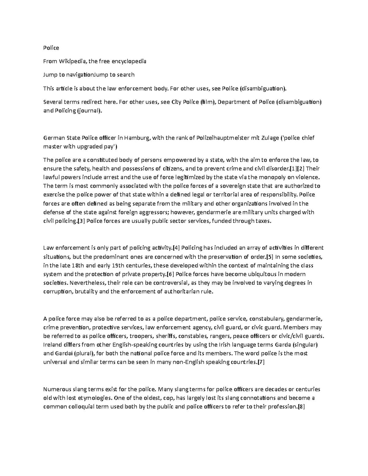 Police - General summary of the course - Police From Wikipedia, the ...