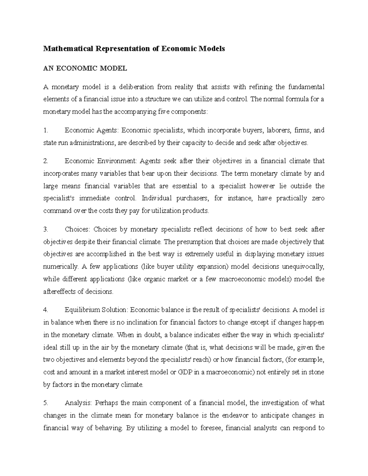 Mathematical Representation of Economic Models - The normal formula for ...
