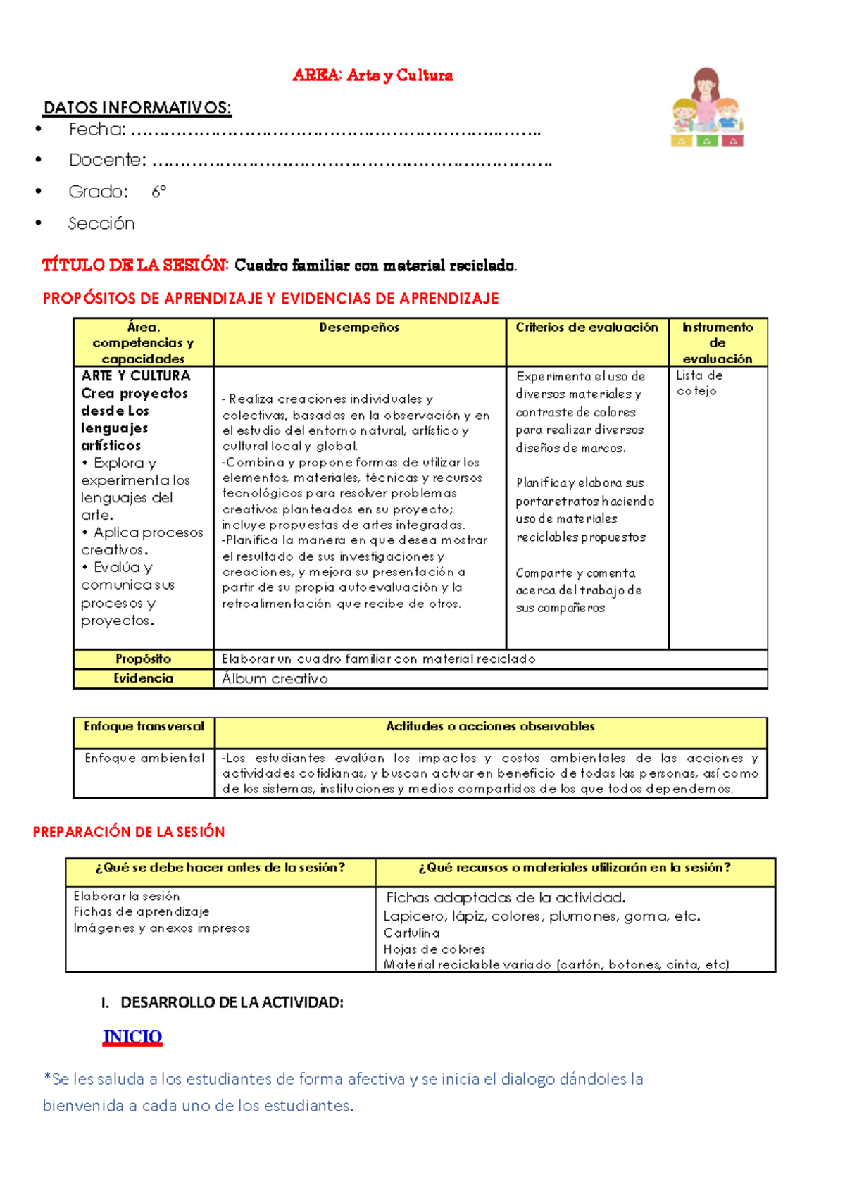Elaboramos UN Cuadro Familiar - AREA: Arte y Cultura DATOS INFORMATIVOS ...