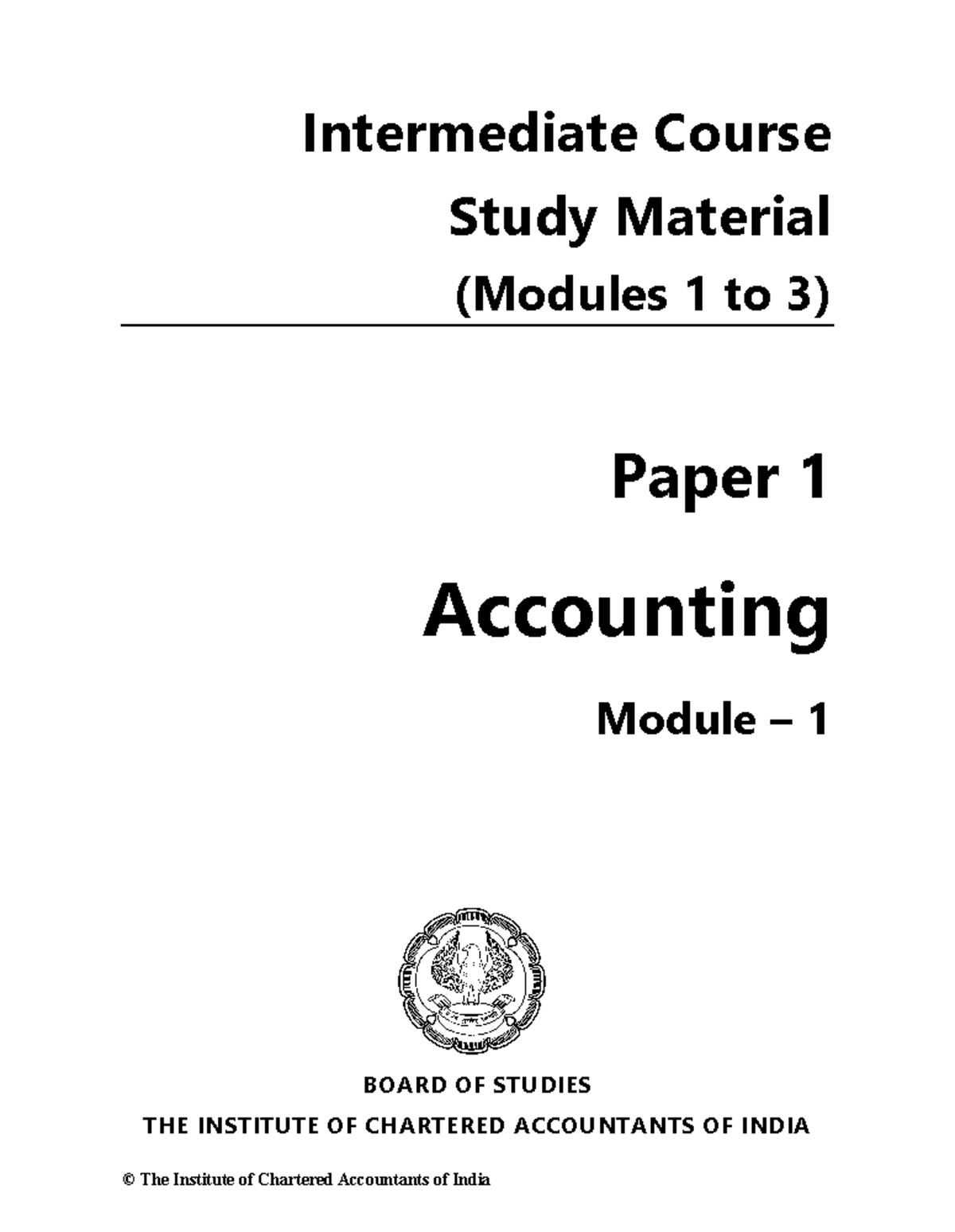 Module 1 Initial Pages - Intermediate Course Study Material (Modules 1 ...