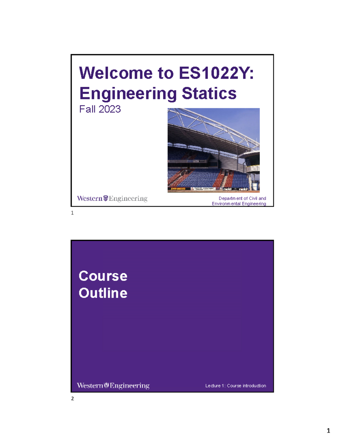 ES1022y Lecture 01 - notes - Welcome to ES1022Y: Engineering Statics ...