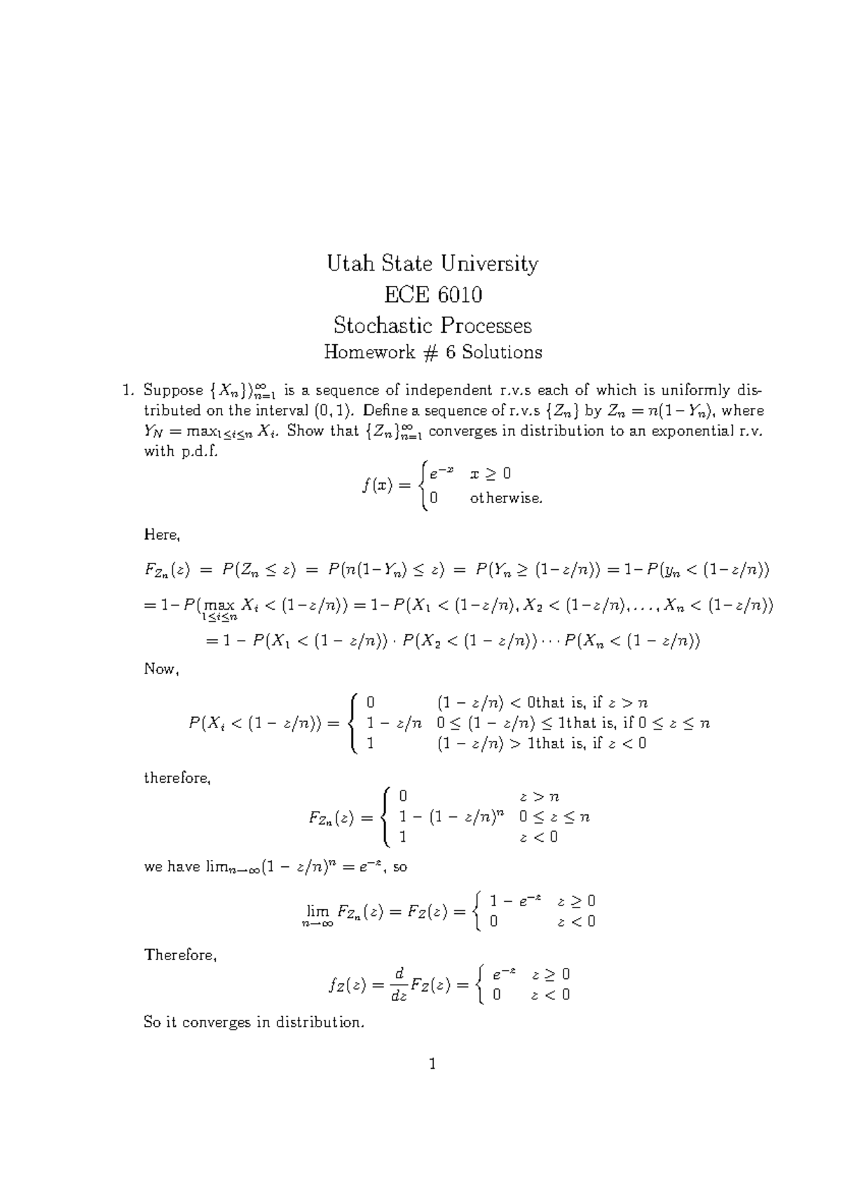 Homework 6 solutions - Spring 2006 - Utah State University ECE 6010 ...