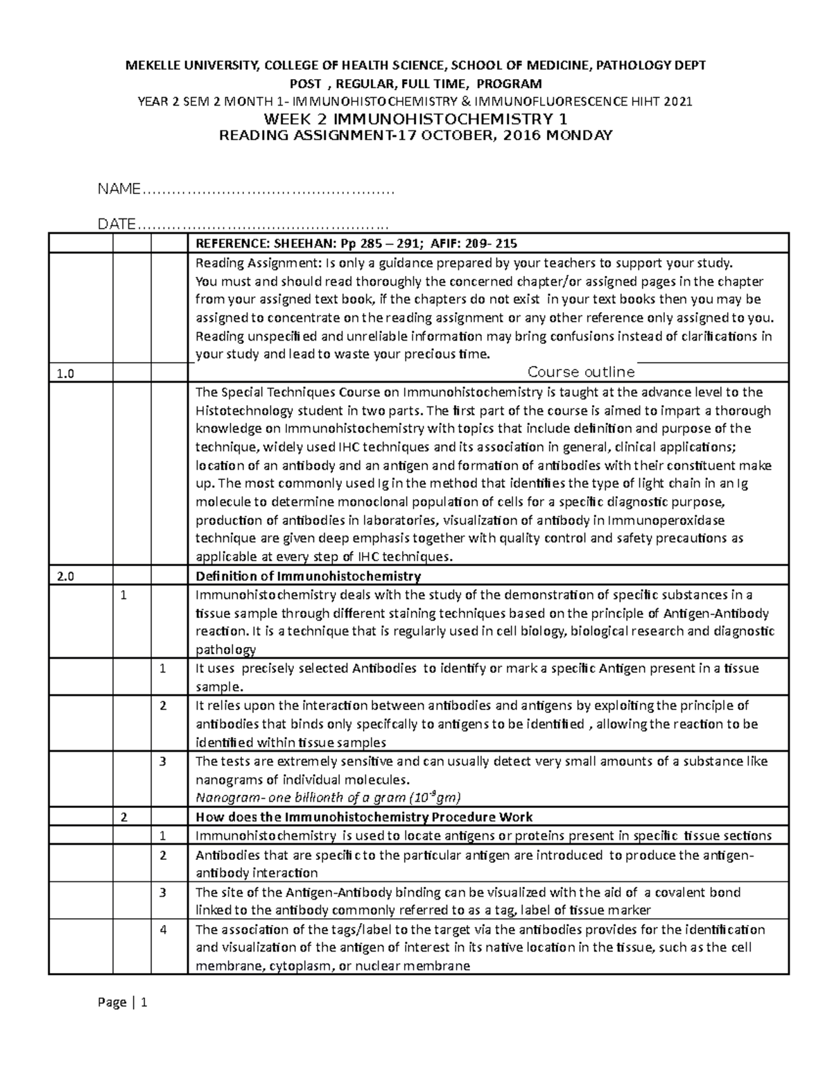 2B- Y2S2M1W2- IHC1 Stud Rdg Assignment - MEKELLE UNIVERSITY, COLLEGE OF ...