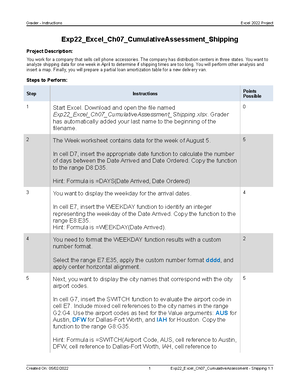 Exp22 Excel Ch05 Cumulative Assessment Travel Instructions - Grader - Instructions Excel 2022 ...