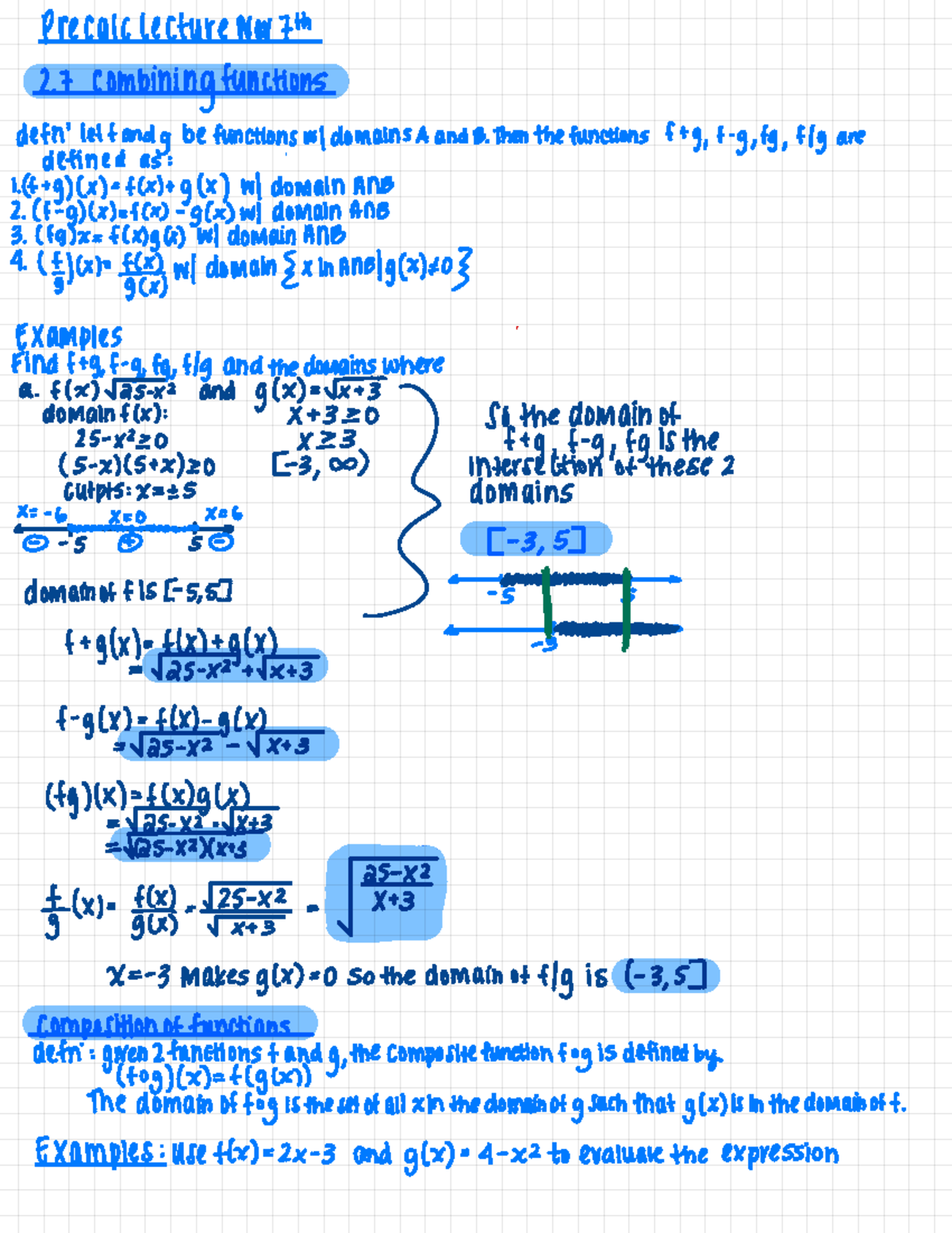 2.7 Combining Functions - Prelate lecture North 2. 7- combining ...