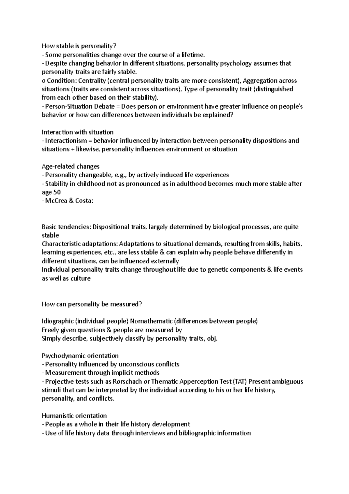 How stable is personality - How stable is personality? Some ...