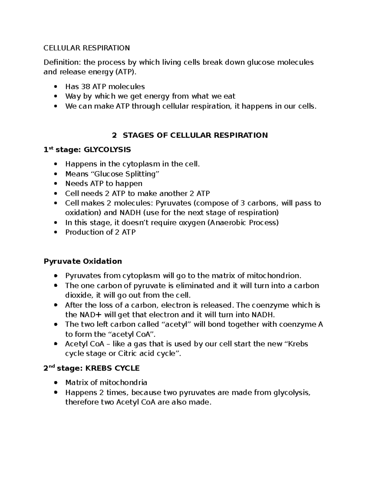 Cellular- Respiration - CELLULAR RESPIRATION Definition: the process by ...