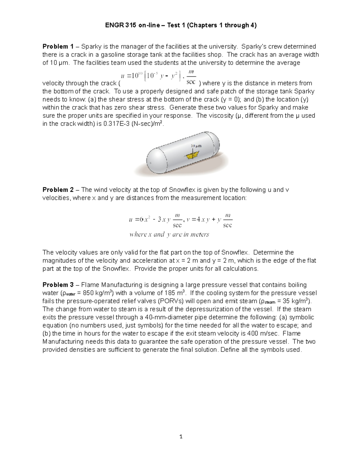 Quiz Chapters 1-4 - Physics - ENGR 315 on-line – Test 1 (Chapters 1 ...