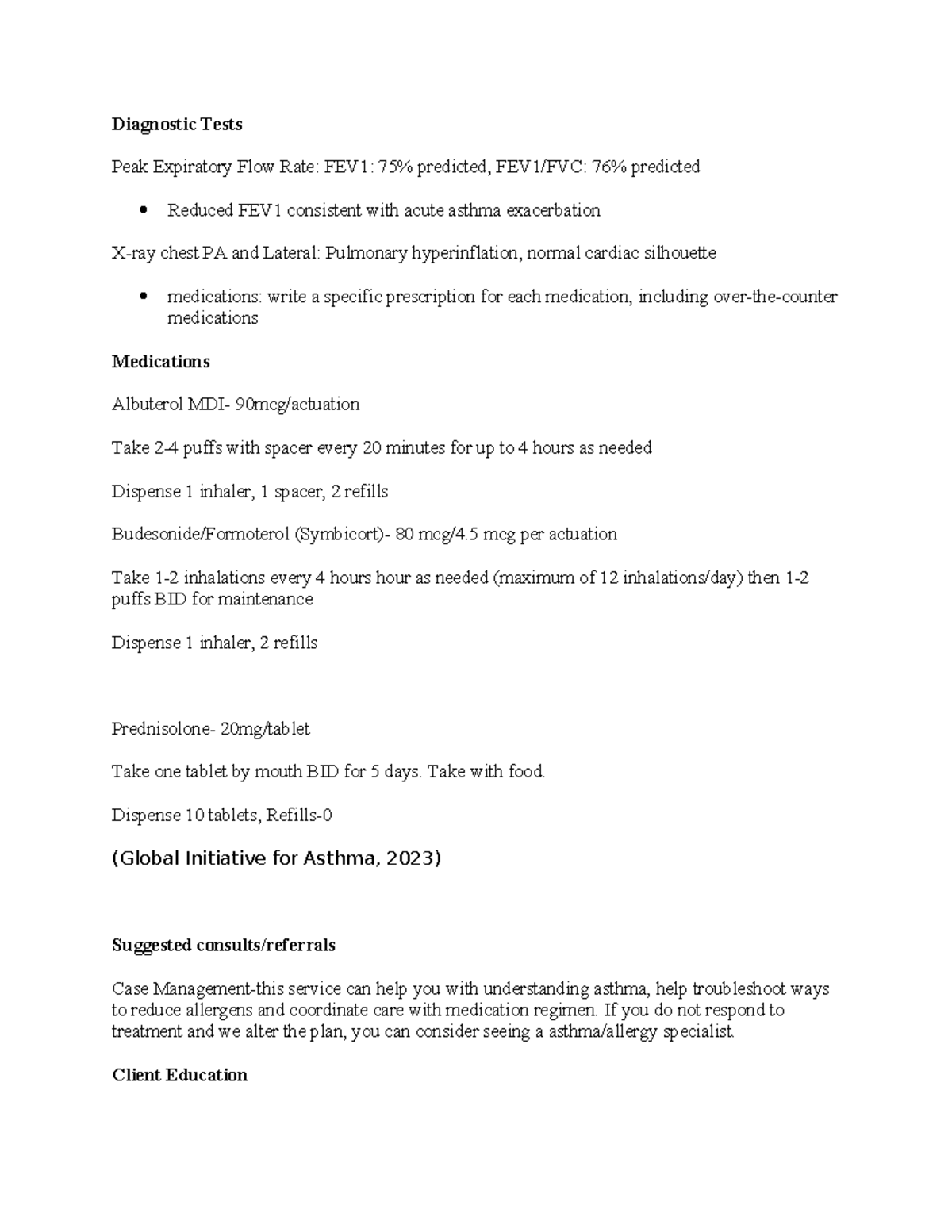 Week 3-Ihuman Management plan - Diagnostic Tests Peak Expiratory Flow ...