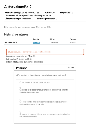 Autoevaluación 2 Gestion POR Procesos - Autoevaluación 2 Fecha de entrega No hay fecha de ...