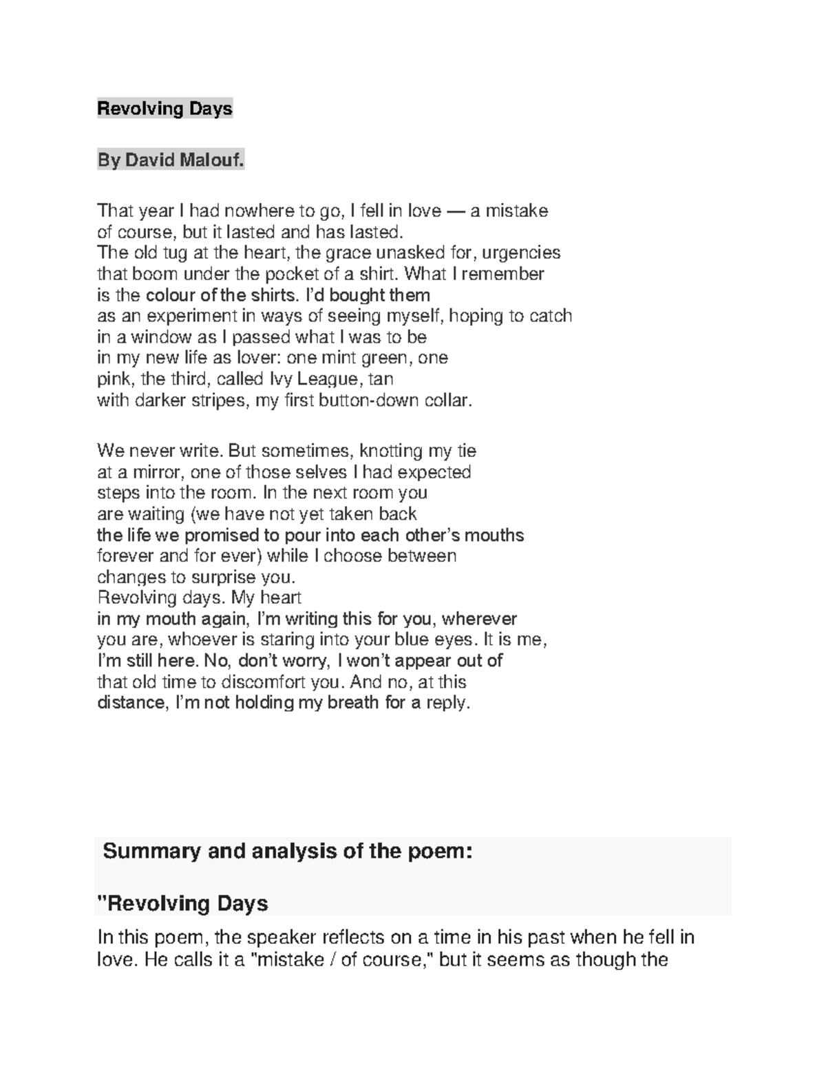 8d3bcf3ce873aebebb 572b919ce7339b Nayem David Malouf - Revolving Days ...