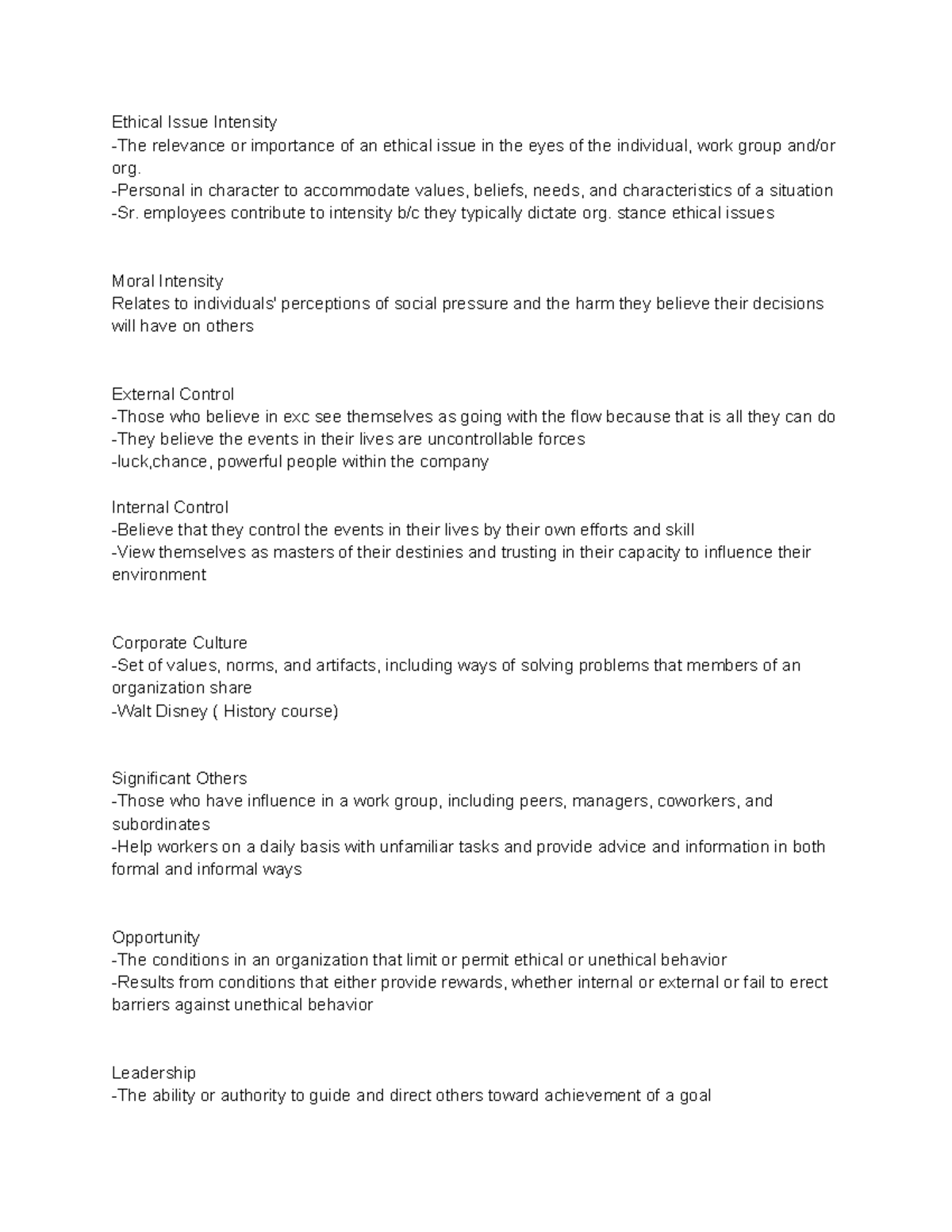 Chapter 5 - Business Ethics - Ethical Issue Intensity -The relevance or ...