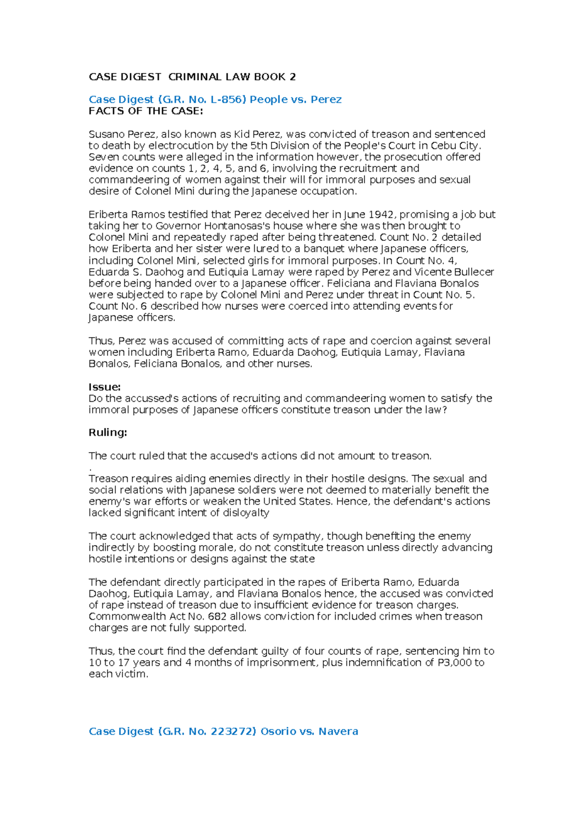 CASE Digest Criminal Law Book 2 - CASE DIGEST CRIMINAL LAW BOOK 2 Case ...