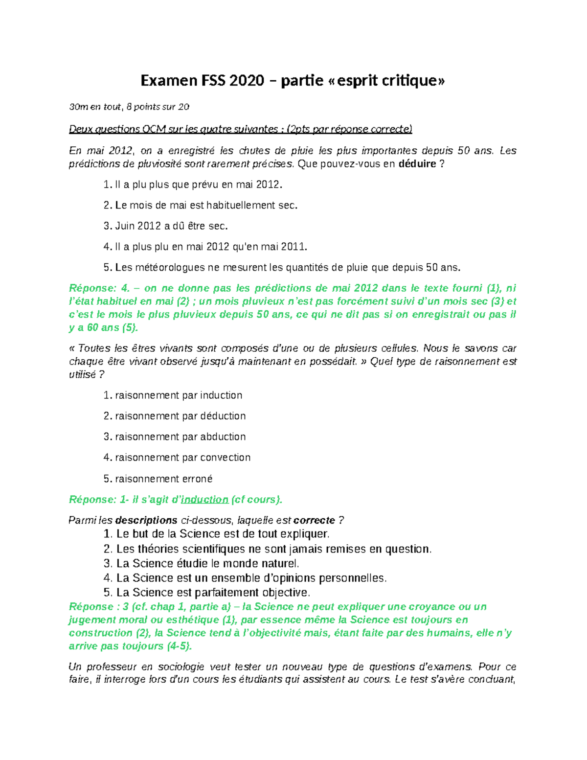 Examen FSS sept2020 - Examen FSS 2020 – partie « esprit critique » 30m ...