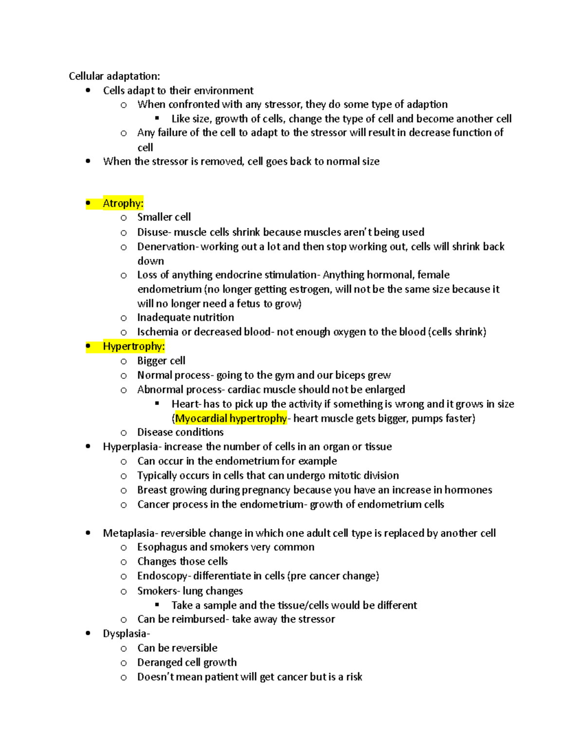 Cellular Adaptation Lecture 1 - Cellular adaptation: Cells adapt to ...
