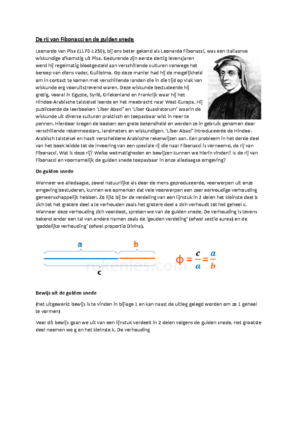 Gulden snede - sfsf - De rij van Fibonacci en de gulden snede Leonardo ...