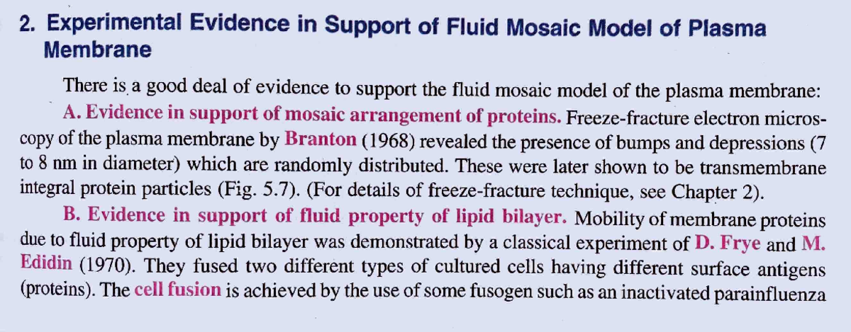 Structure OF Plasama Membrane. (2• Experimental Evidence In Support Of ...
