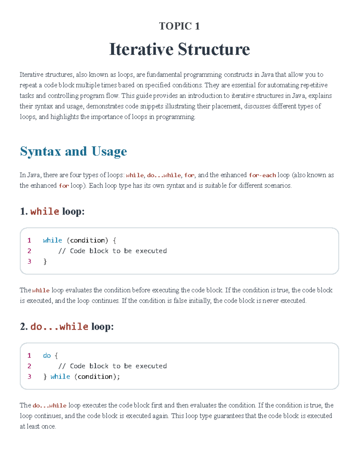 Iterative Structure Iterandj Jsskms Kkksks Topic 1 Iterative Structure Iterative Structures