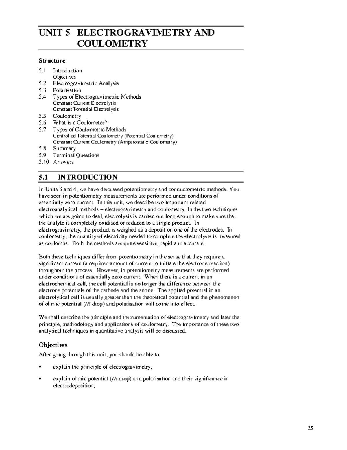 57314821 Unit 5 Electrogravimetry and Coulometry - Electrogravimetry and UNIT 5 ...