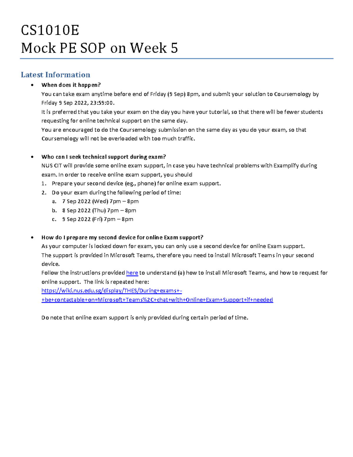 Mock PE+SOP students 08Sep2022 - CS1010E Mock PE SOP on Week 5 Latest ...