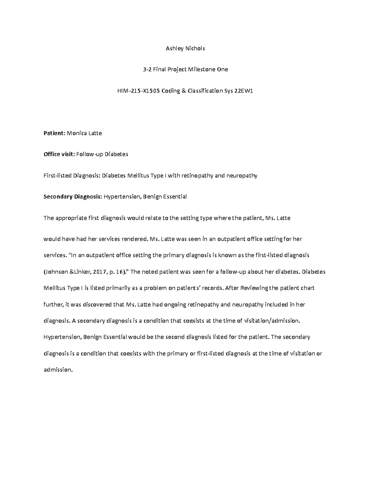Coding Classification Sys Milestone One - Ashley Nichols 3-2 Final ...